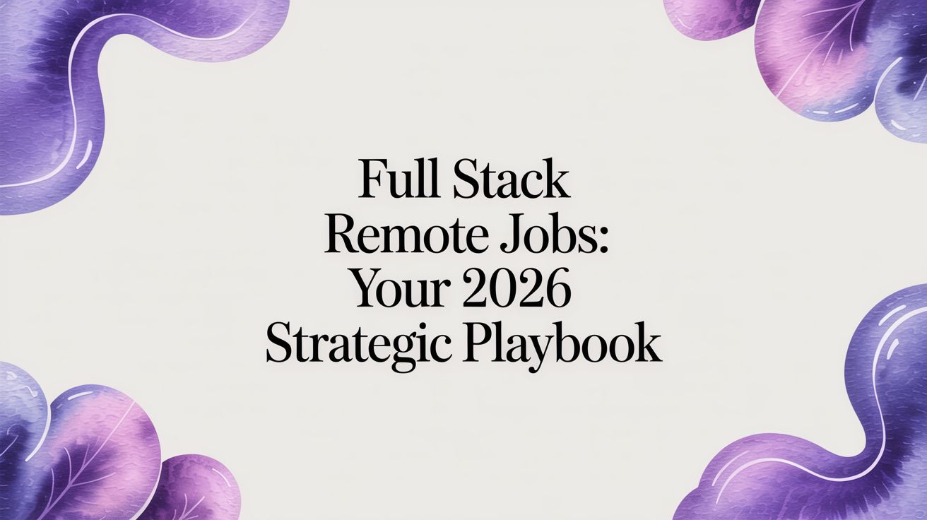 Full Stack Remote Jobs: Your 2026 Strategic Playbook